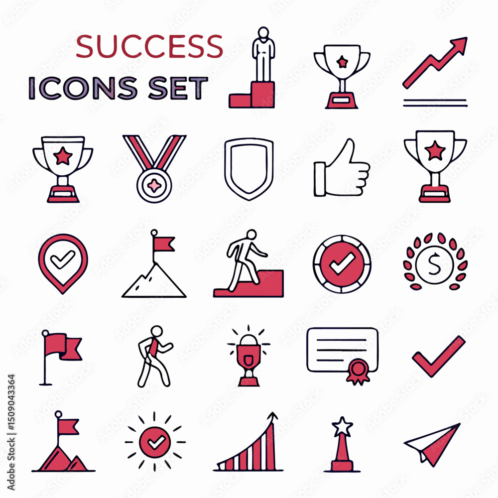 Poster Success Icons Set – Achievement, Growth & Motivation Symbols ...