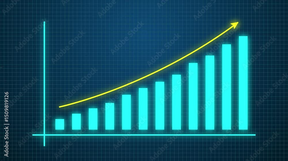Motion animation footage. Growth column statistics column, info graphic ...