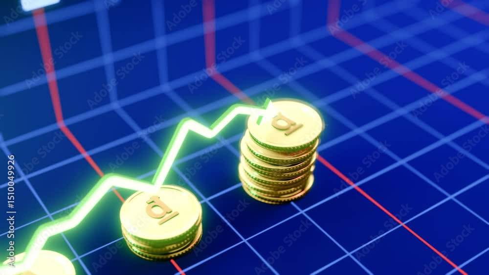 Rising Vietnamese Dong Currency Animation – 3D Gold Coin Drops with ...