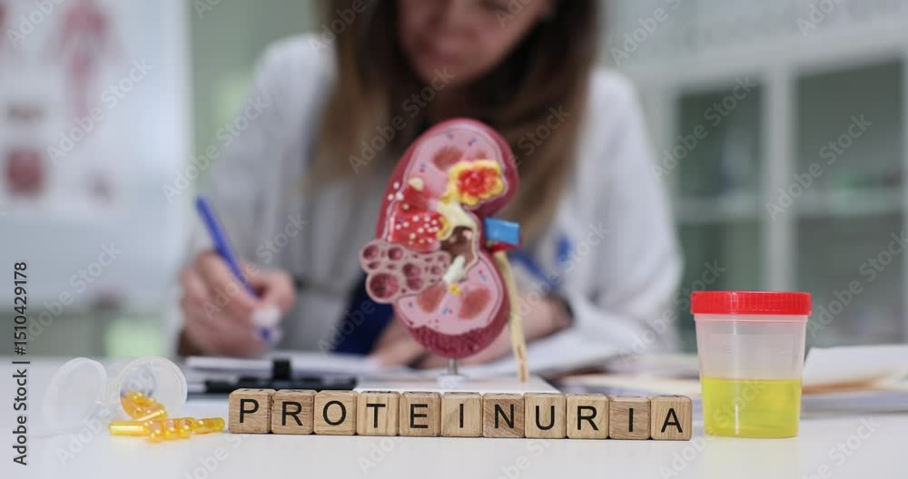 Female professional carefully documents Proteinuria diagnostic near ...