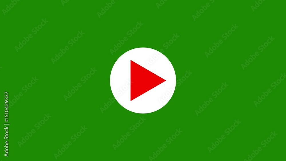 glowing play button animation. Press to play. On black background ...