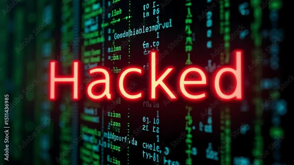 Urgent Cyber Security Alert Red Warning Hacked System Data Breach Computer Screen Stock Video ...