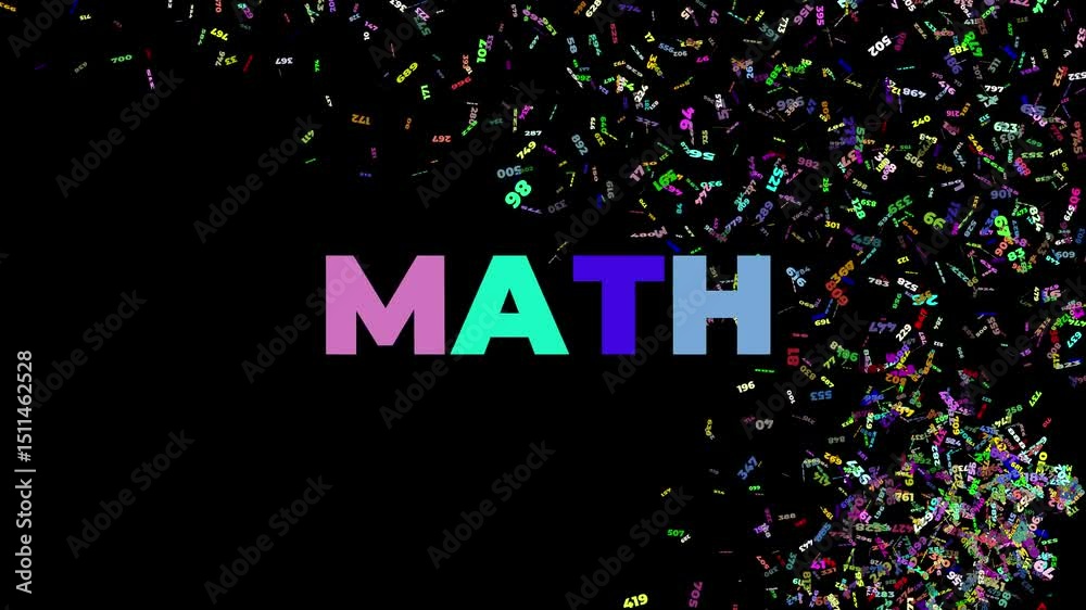MATH text with lots of random numbers in different colors and sizes ...
