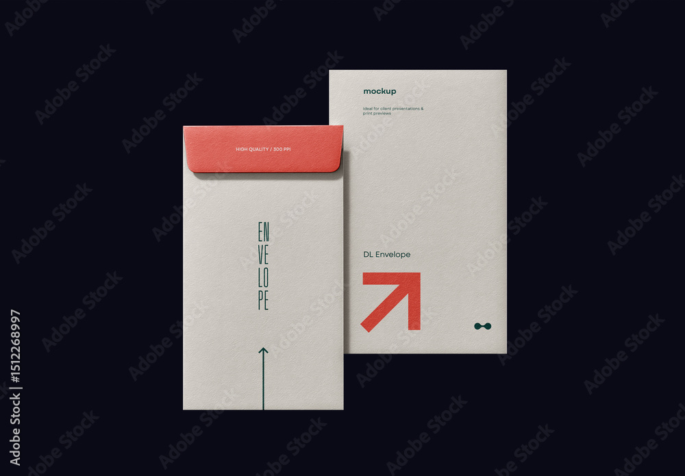 DL Envelope Mockup – PSD Template with Vertical Front and Back View for ...