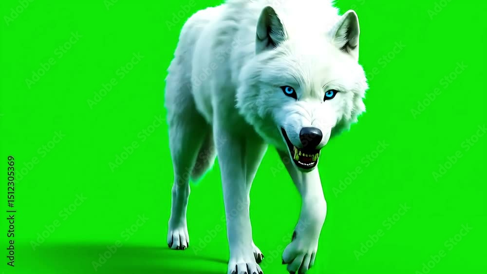 Arctic Wolf Animation Green Screen Footage of a Majestic White Wolf Walking Stock ビデオ | Adobe Stock