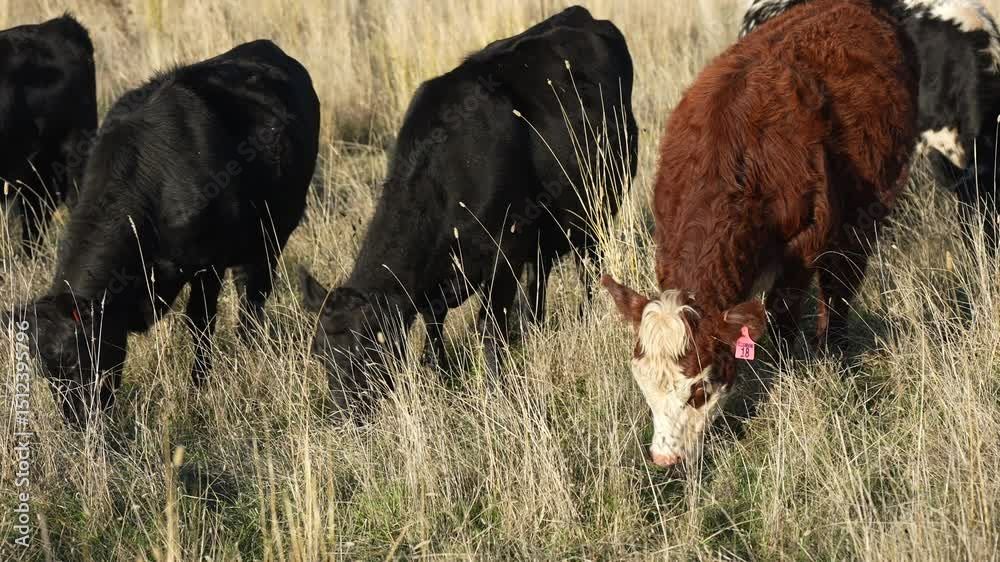 australian beef cattle grazing on pasture grass in a paddock. Beef Cows ...