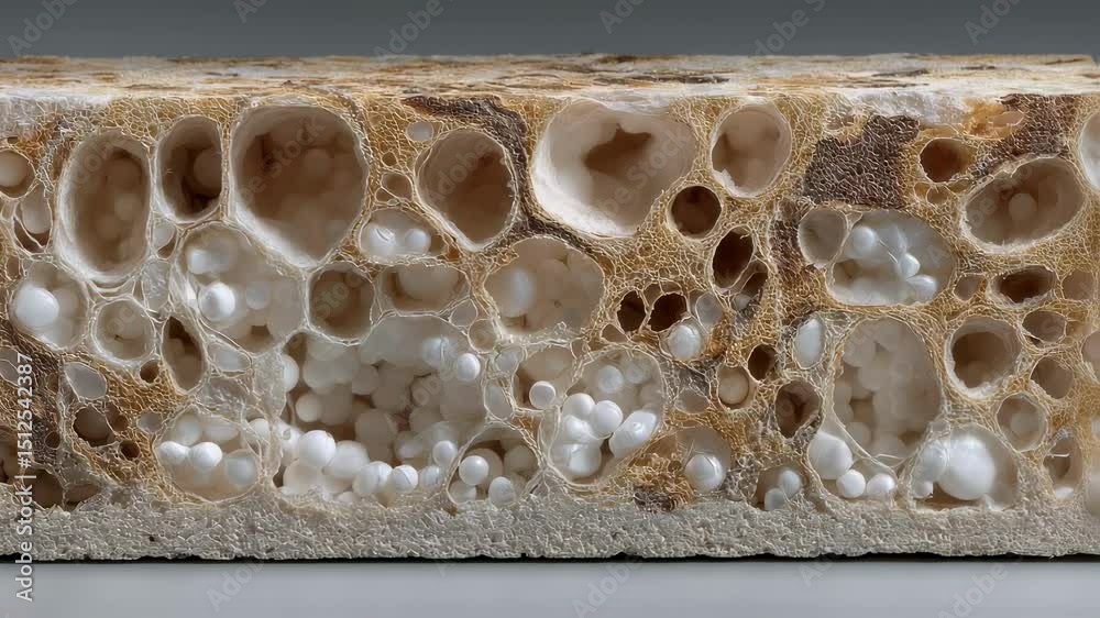 Magnified cross section revealing porous acoustic tile crafted from ...