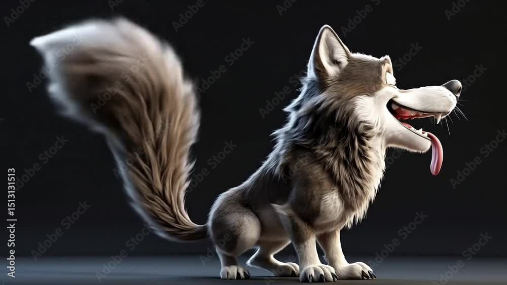Stylized 3D Model of a Playful Wolf Furry, Cartoonish Canine Character ...