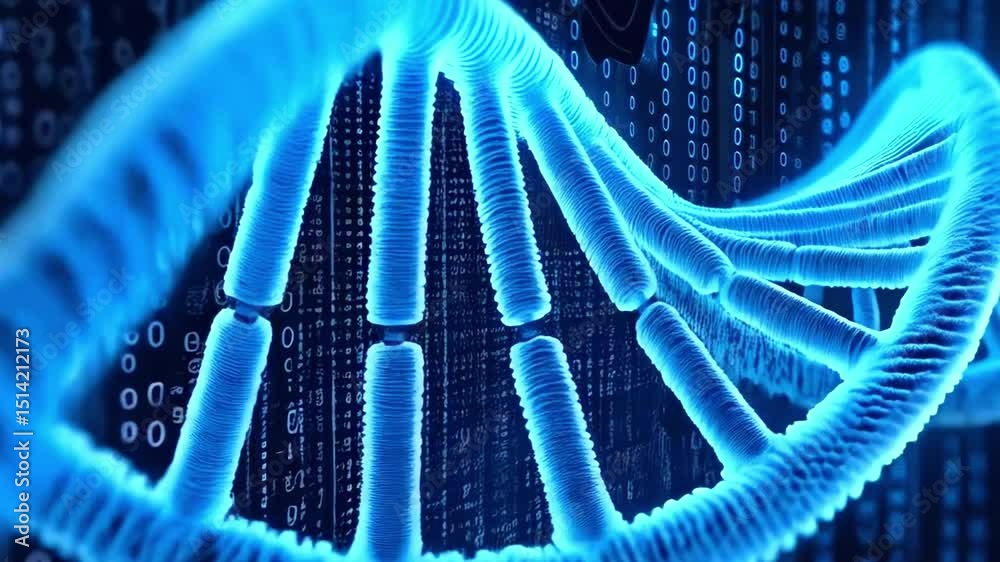 DNA Double Helix Structure, Binary Code, Futuristic Biotech Innerbody ...