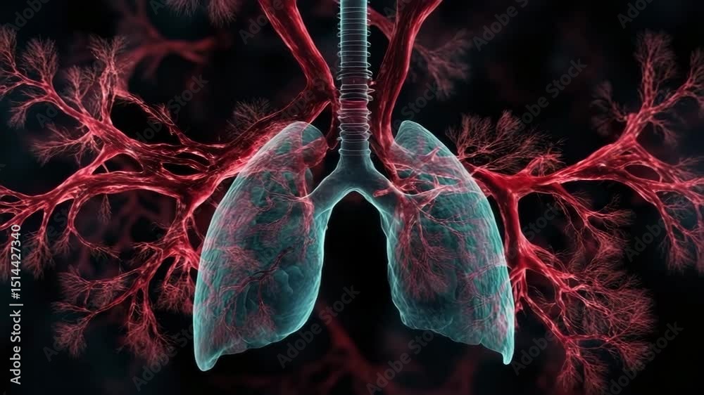Video „Transparent human lungs with detailed red bronchial tubes ...