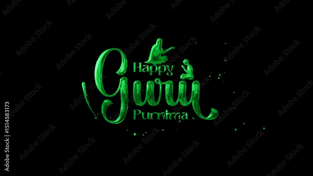 Happy Guru Purnima Animated Text with beautiful lettering in green ...