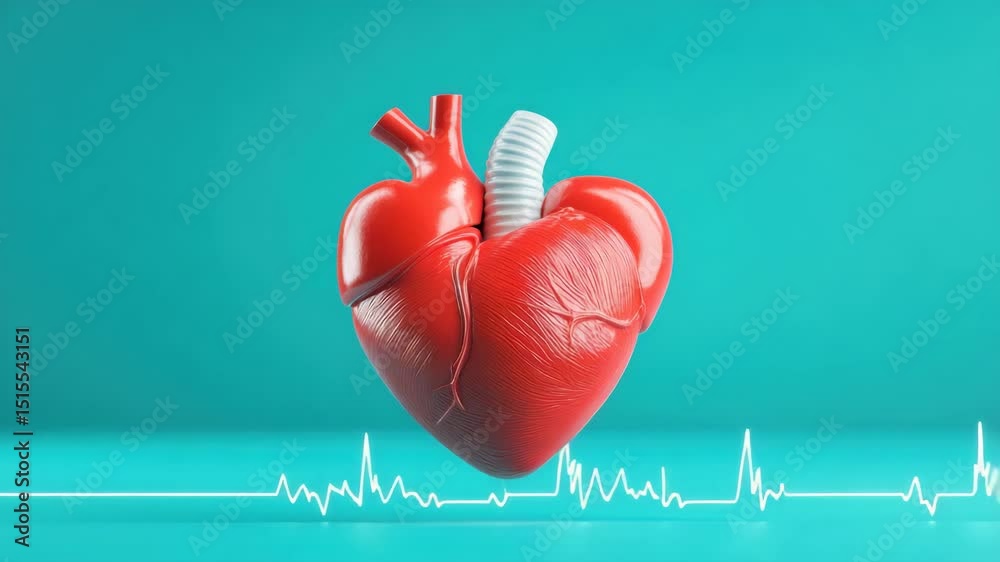 Realistic human heart anatomy model with detailed texture and red ...