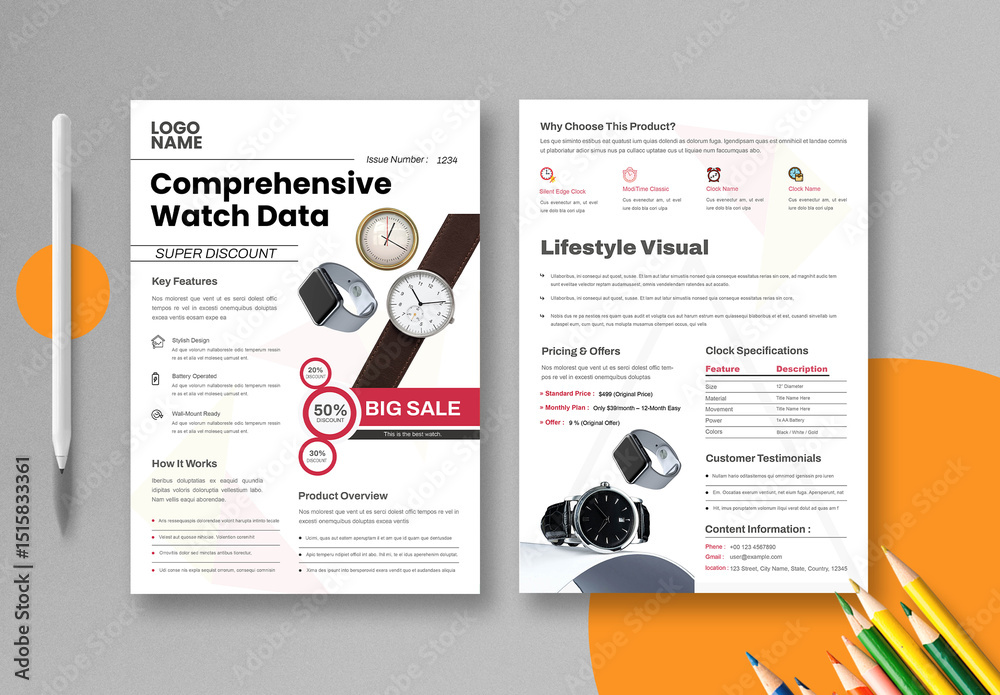 Product Data Sheet Template Layout Stock Template | Adobe Stock