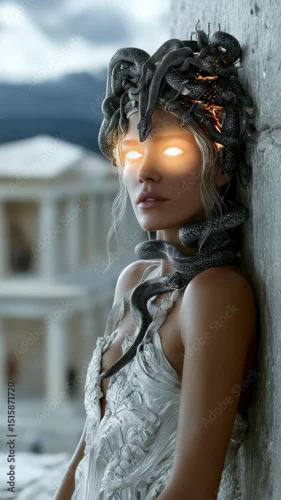 Stockvideo Tale Gorgon Jellyfish: divine curse, Medusa crown, petrified ...