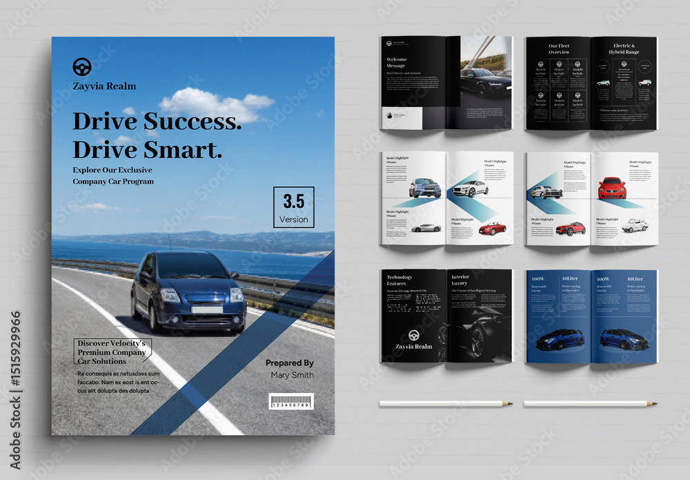 Car Product Brochure Template For Automotive Vehicle สต็อกเทมเพลต ...