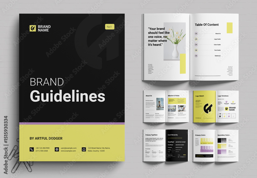 Modern Brand Guidelines Template with Visual Identity Stock Template ...