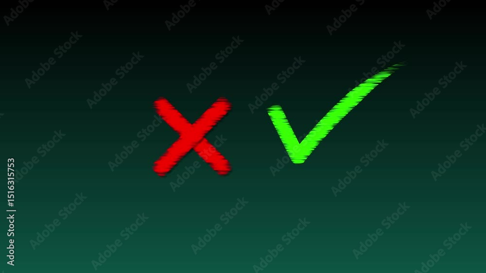 Green check mark, red cross mark Animation. Animated checklist signs ...
