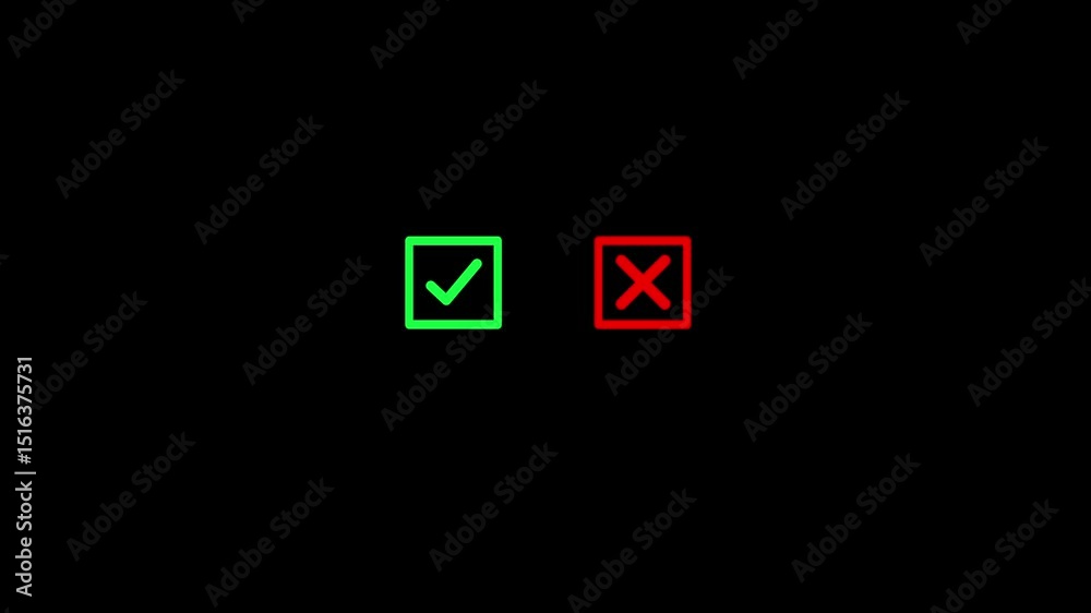 Checkmark and Cross Symbol for Correct and Incorrect Choices animation ...