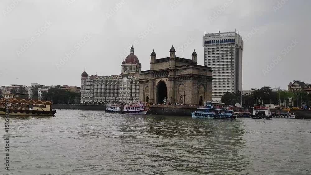 Mumbai’s most iconic landmarks — the Gateway of India and the Taj Mahal Palace Hotel. Filmed ...