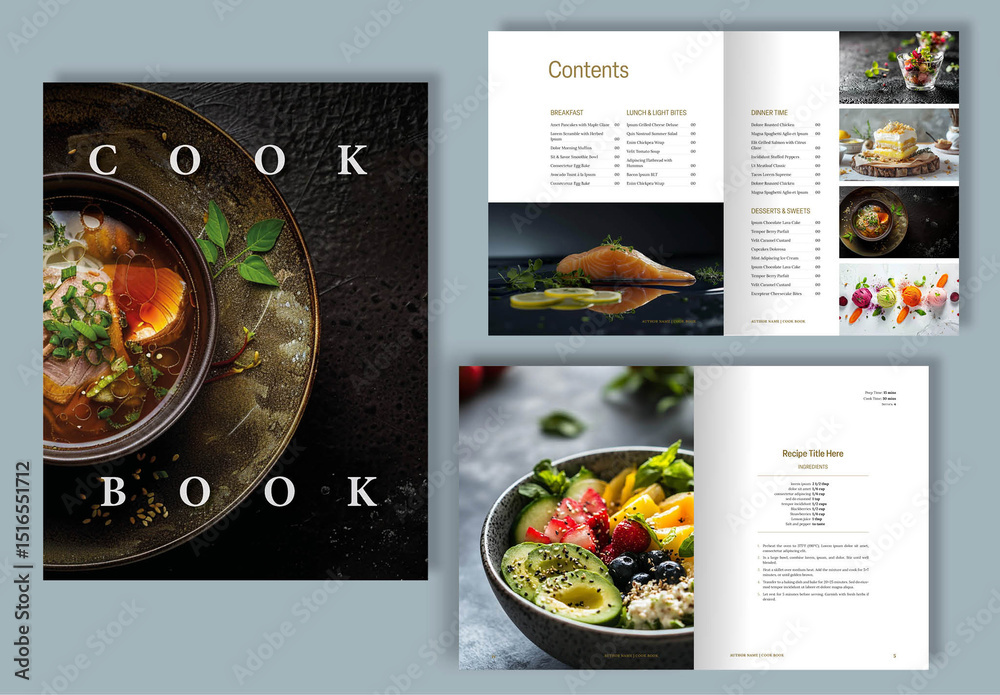 Modern Cook Book Layout Stock Template | Adobe Stock