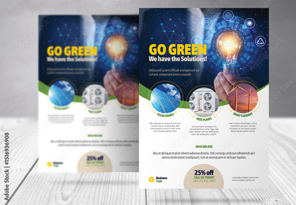 Clean and Green Energy Flyer Template Stock Template | Adobe Stock