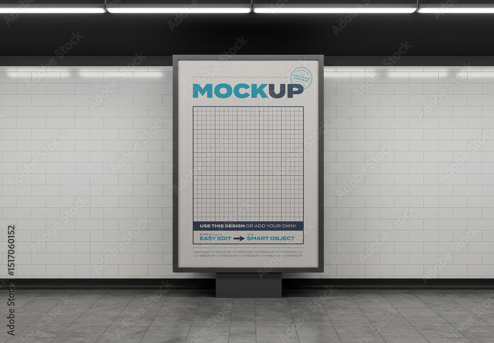 Vertical Subway Sign Billboard Mockup Stock Template | Adobe Stock