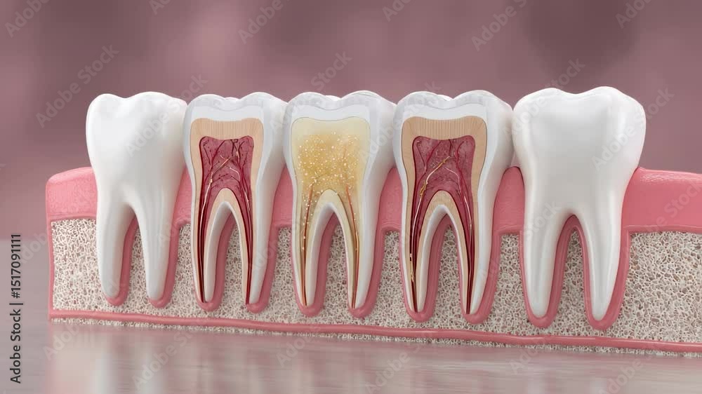 Dental anatomy and structure. A detailed model of human teeth with ...