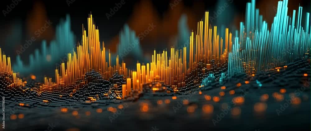 Anamorphic video abstract digital art, finance chart, stock market ...