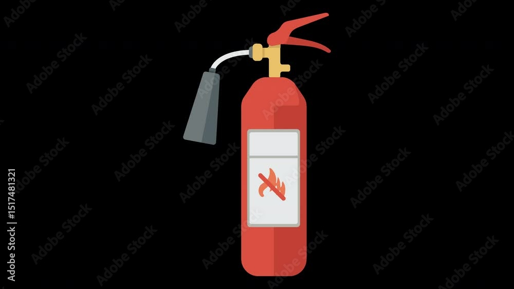 Animated fire extinguisher safety illustration for emergency prevention ...