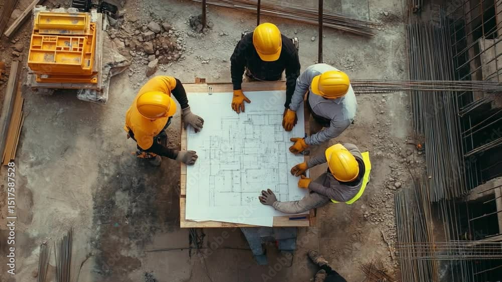 Construction Team's Blueprint Discussion: An elevated perspective ...