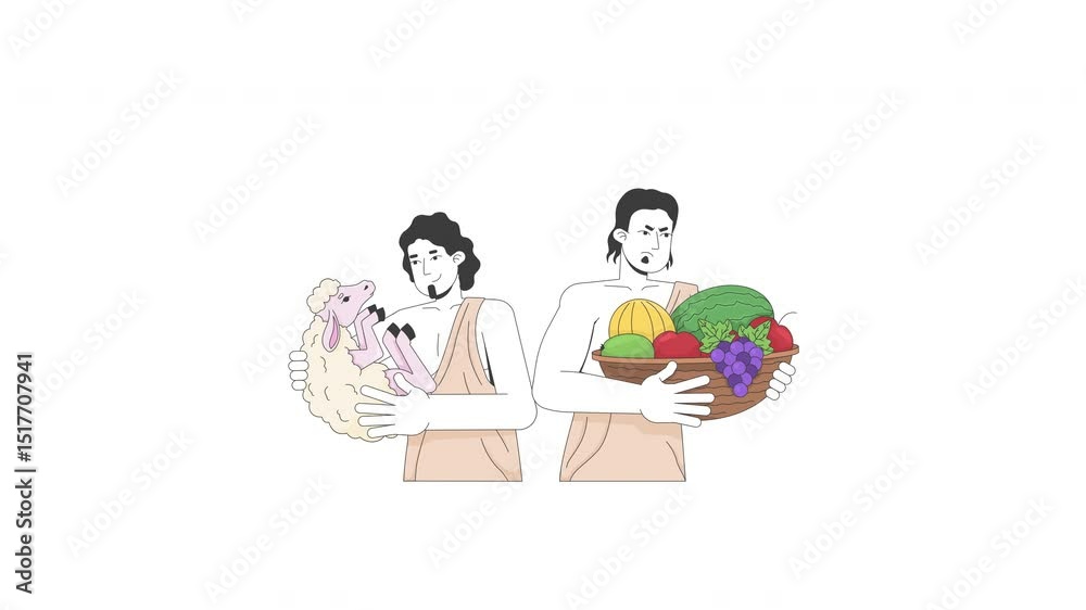 Cain and Abel offering god sacrifices 2D bible characters animation ...