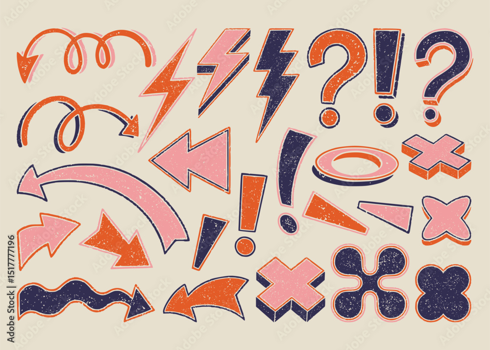Poster Retro Comic Symbols Clipart – Veggbilde | Europosters