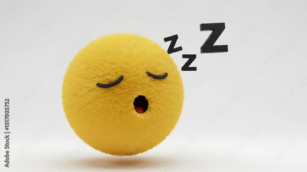 Sleepy Fluffy Yellow Orb with Zzz's, 3D Render. Stock Video | Adobe Stock