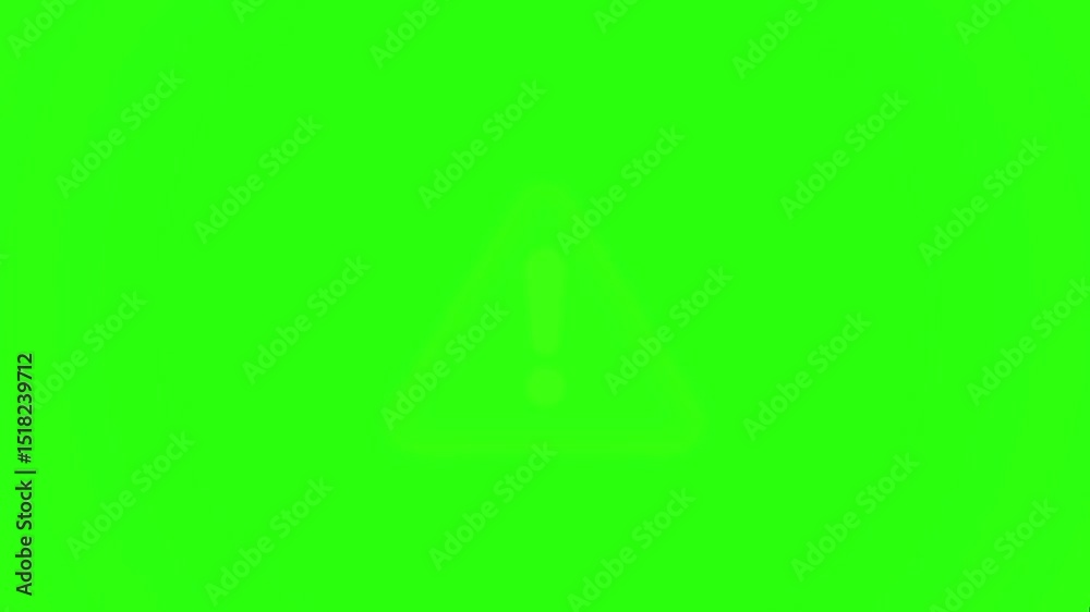 Animation of warning sign on chroma key green screen background. 4K ...