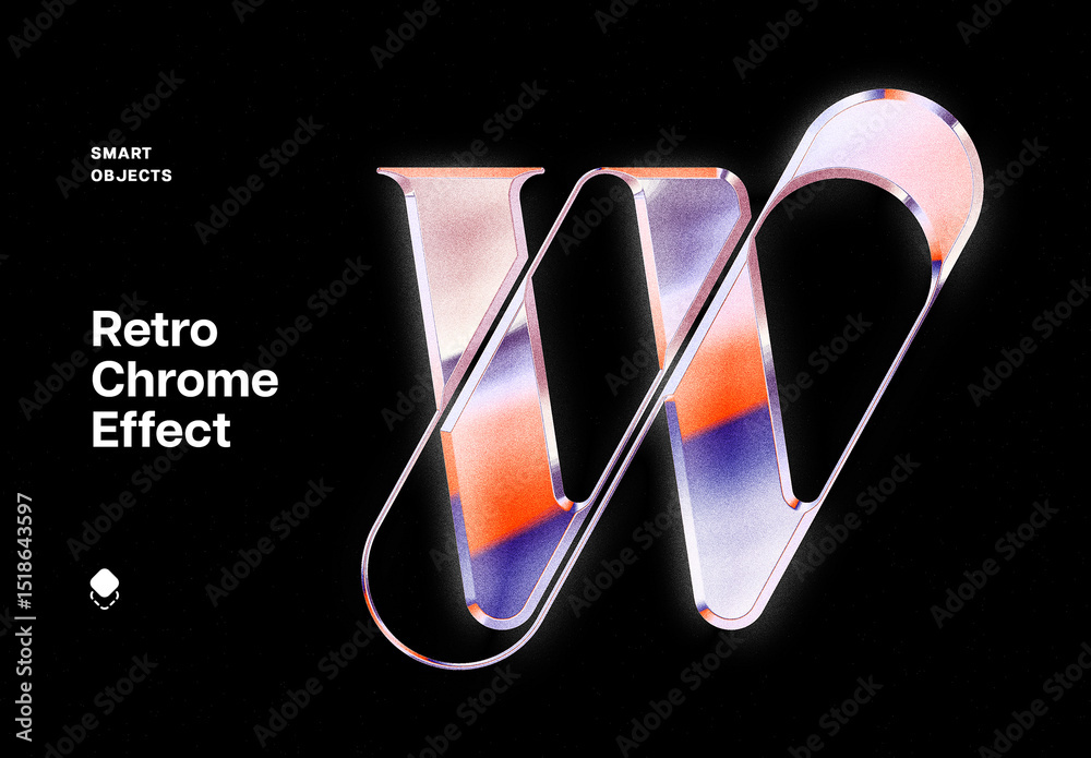 Retro Chrome Logo Effect Mockup Stock Template | Adobe Stock