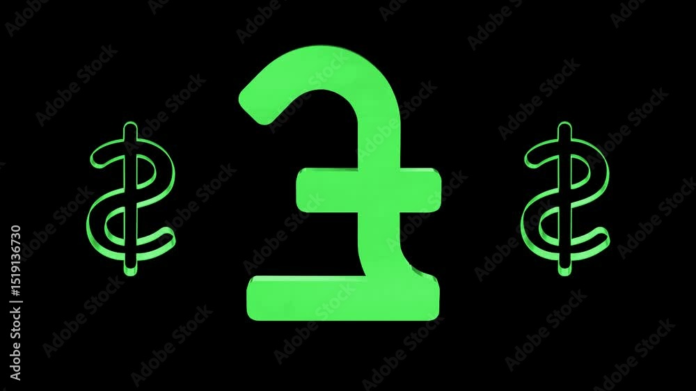 3D USD Dollar Symbol and pound Symbol rotating. sign symbol icon ...