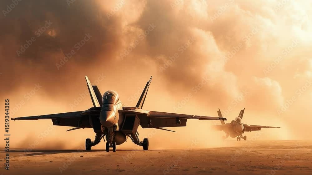 Fighter Jets Taking Off: Two powerful fighter jets prepare for takeoff ...