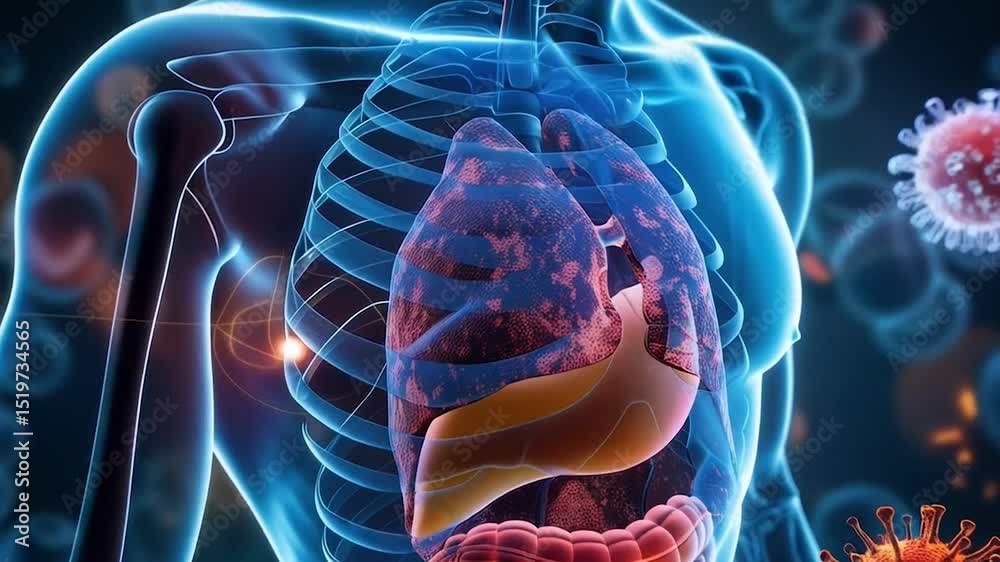 3D Medical Illustration of Virus Infection Attacking Human Body ...