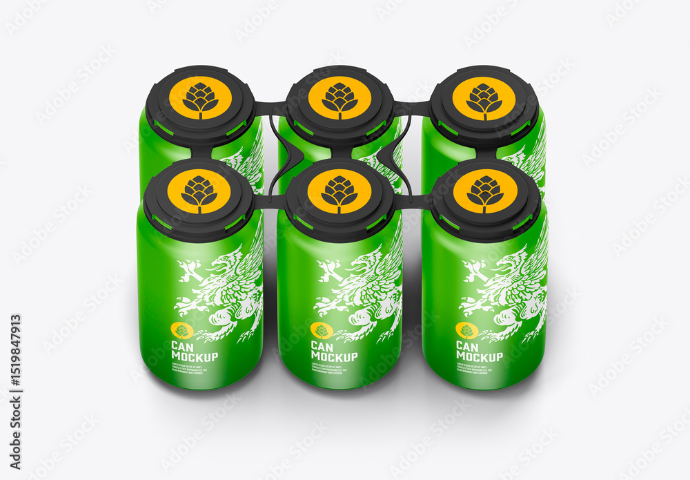Six-Pack Cans Mockup Stock Template | Adobe Stock