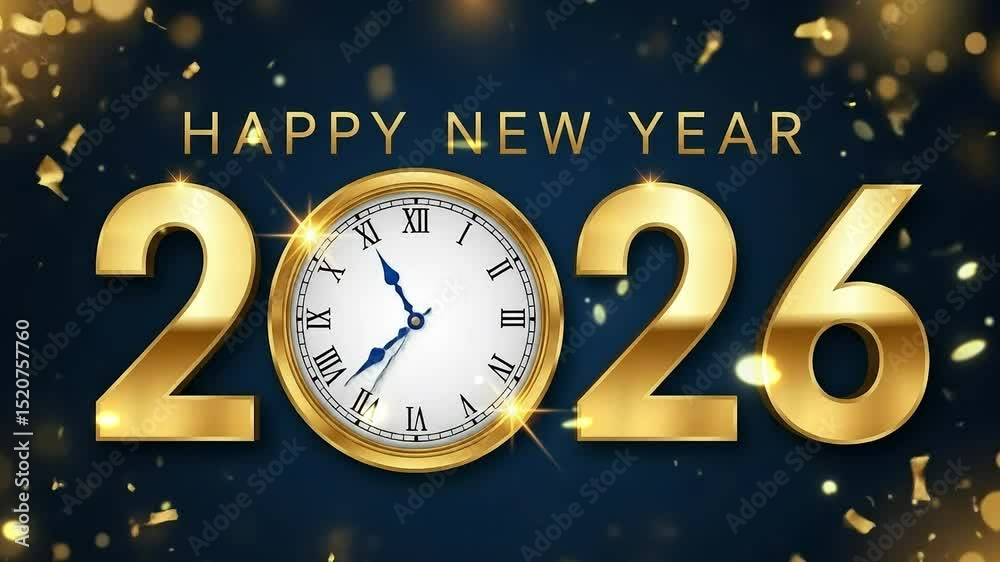 new year 2026 clock fireworks animation background greeting celebration ...