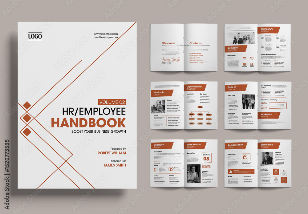 Creative HR Employee Handbook Layout Stock Template | Adobe Stock