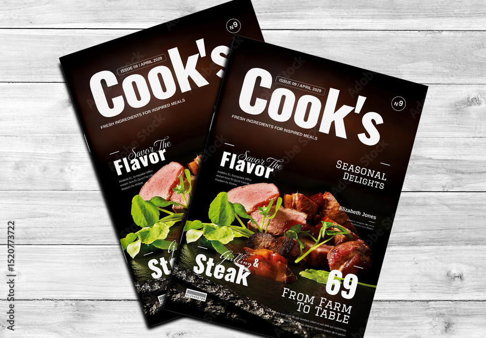 Food Magazine Cover Layout for Professional Chef Stock Template | Adobe ...