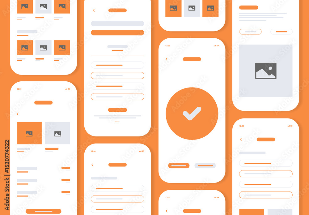 Mobile App Wireframe UI UX Design Template Stock Template | Adobe Stock