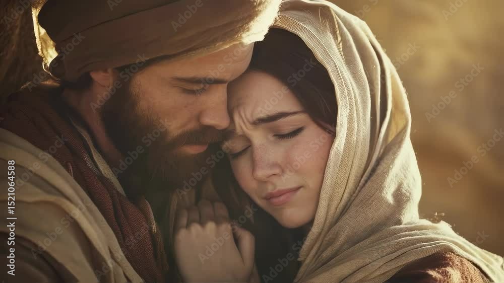 Man comforting woman. Christian depiction of Jesus Christ comforting ...