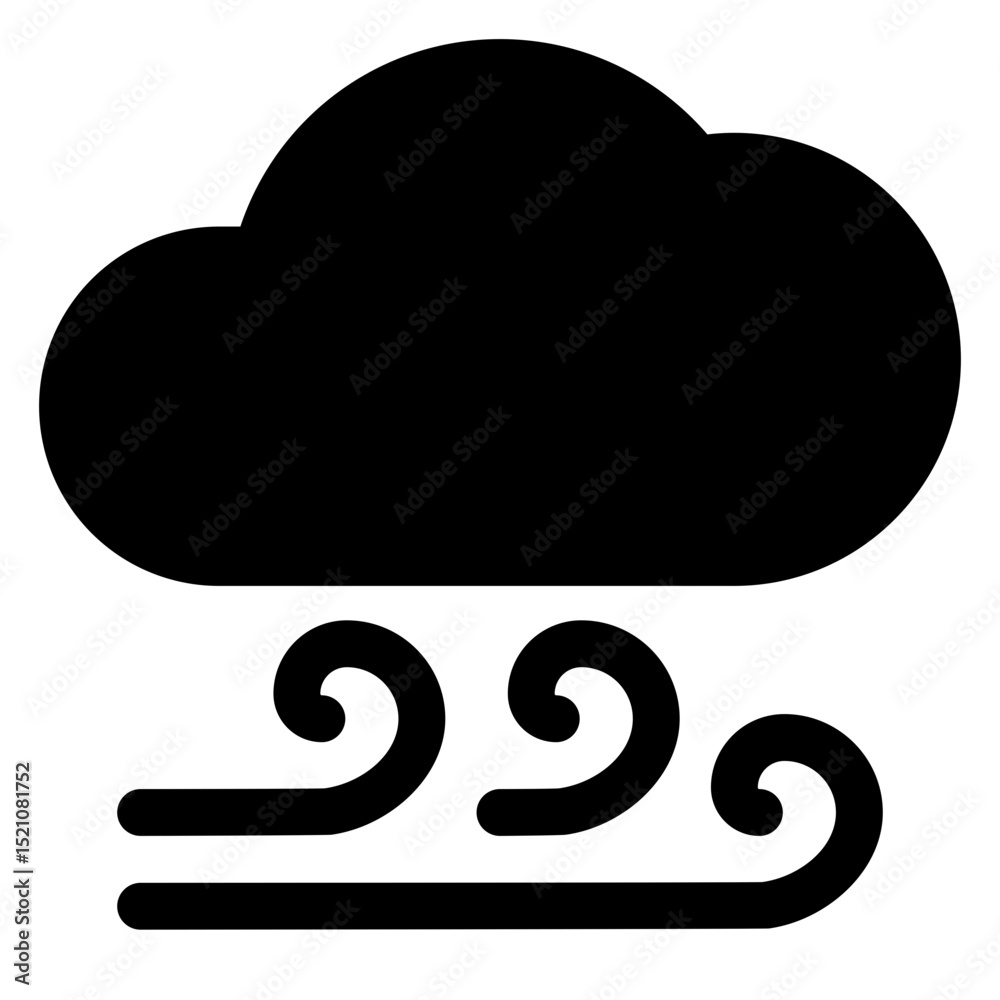 Poster Black and white drawing of a stormy sky with a strong wind ...