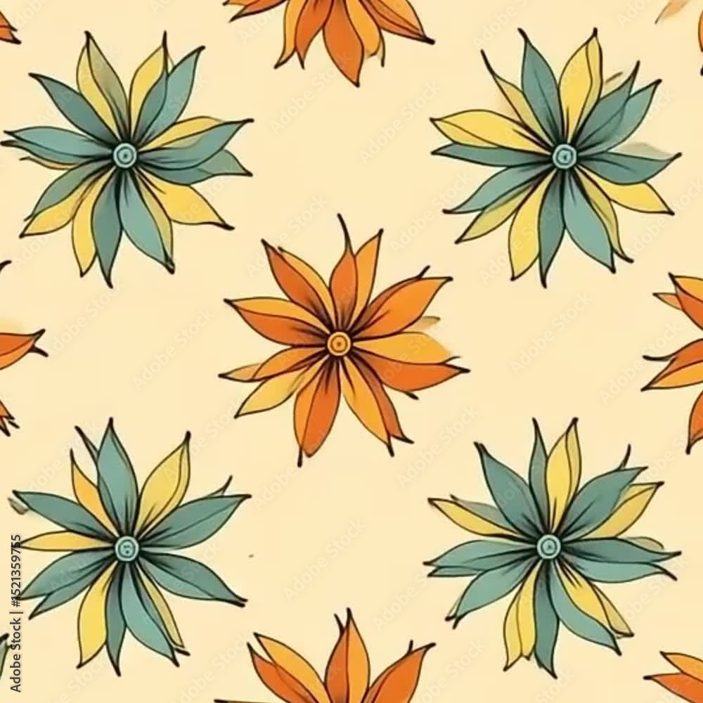 looping pinwheel background, 1970s vector pattern, retro spinning ...