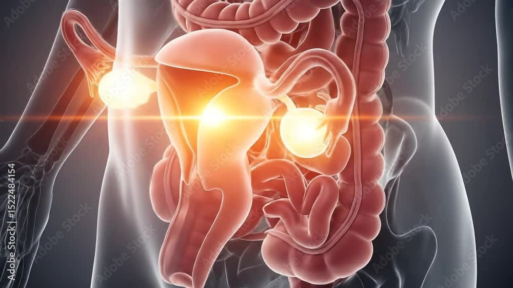 Internal View of Female Reproductive System with Digestive Tract 素材庫影片 ...