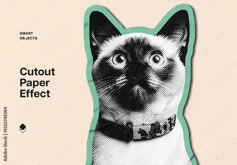 Cut Out Halftone Photo Effect Mockup Stock Template | Adobe Stock
