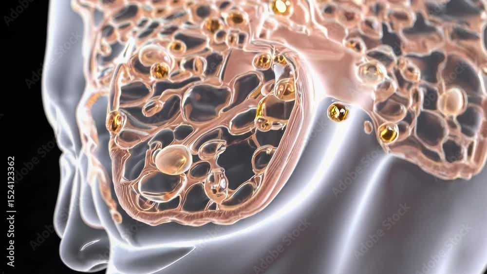 Medical animation showing saliva production inside salivary glands and ...