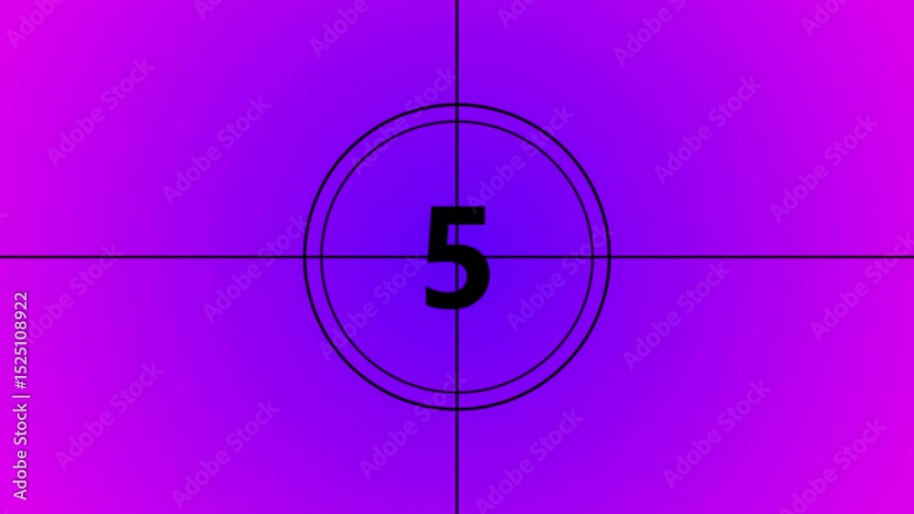 10 seconds countdown timer animation, old style, retro projector style ...